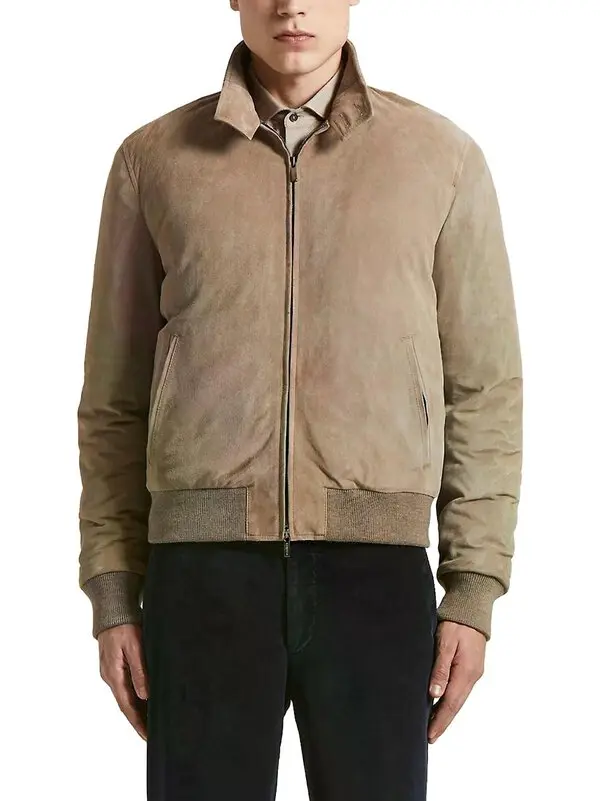 Peserico Suede Bomber Jacket - Neutrals