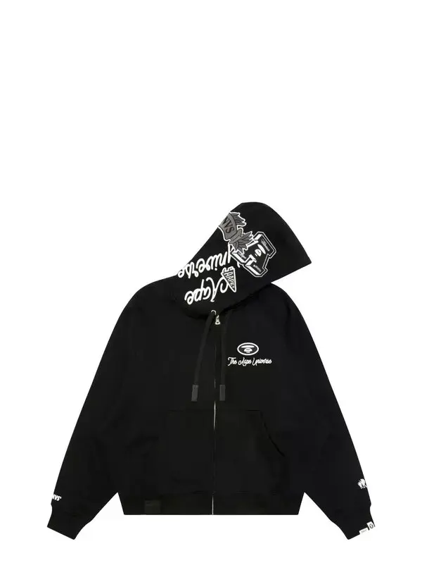 AAPE BY *A BATHING APE Applique Zip-up Hoodie - Black