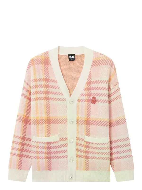 FINGERCROXX Plaid Button Cardigan - Pink