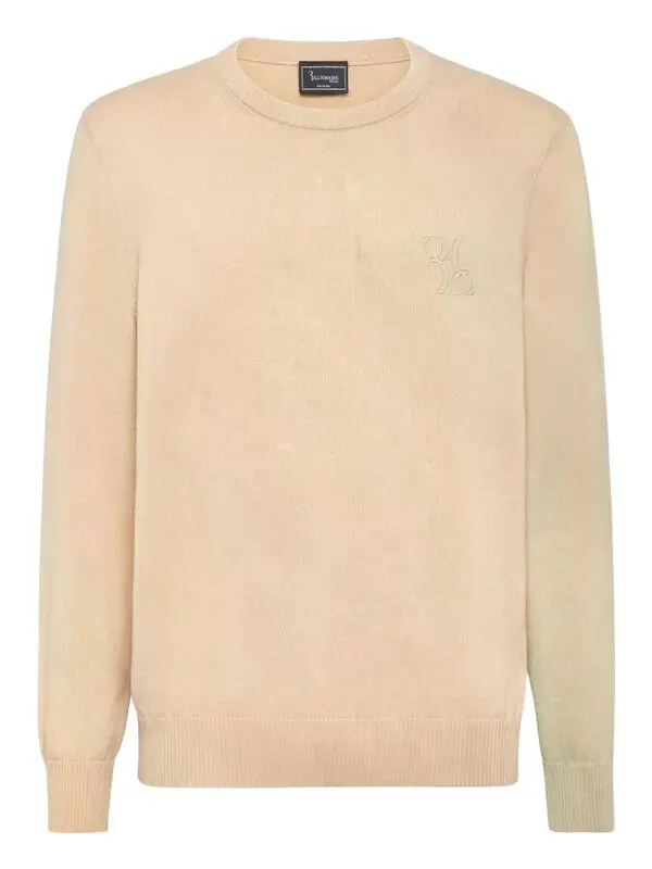 BILLIONAIRE Embroidered Logo Cotton Cashmere Pullover - Neutrals