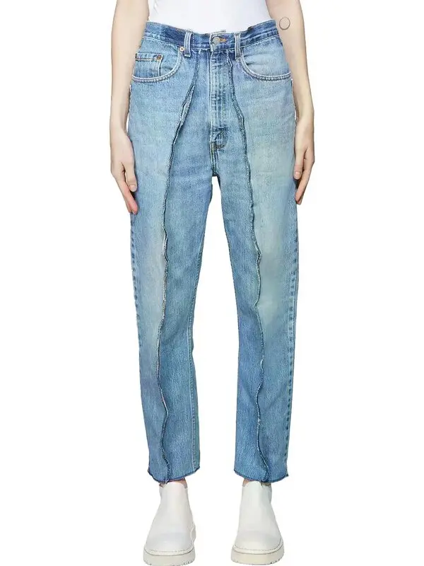 BONUM Exposed Seam Straight Leg Jeans - Blue