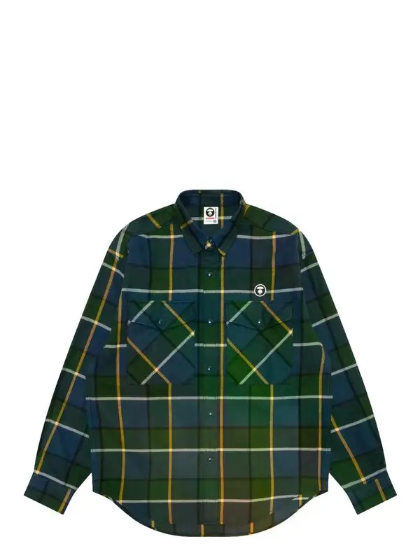 AAPE BY *A BATHING APE Plaid Logo-patch Shirt - Blue