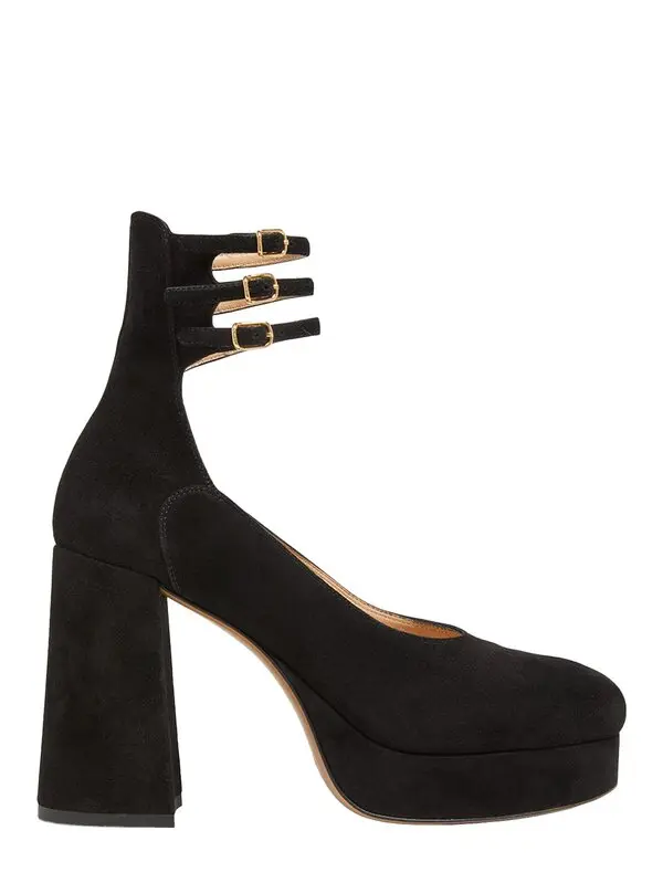Chloé Loti Suede Platform Block-heel Pumps - Black