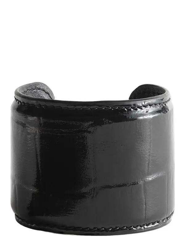 TOTEME Croco-embossed Leather Cuff - Black