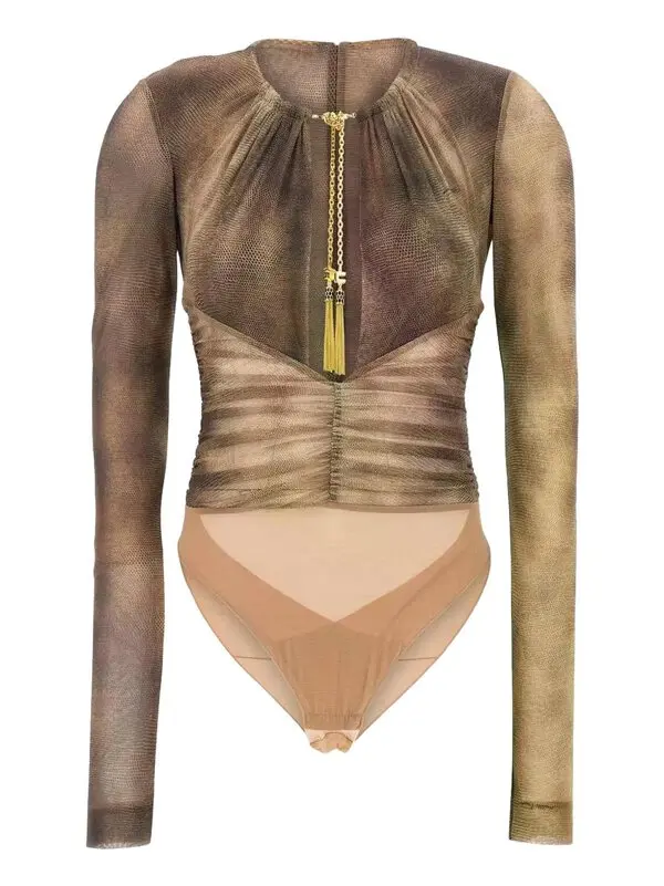 Elisabetta Franchi Snakeskin-print Bodysuit - Neutrals