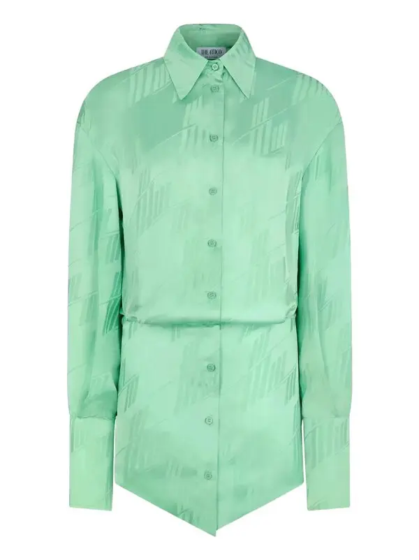 Attico Embossed-pattern Shirt Dress - Green