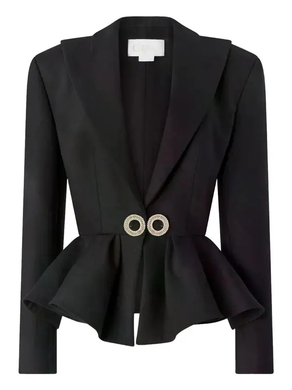GENNY Crystal-embellished Peplum Jacket - Black