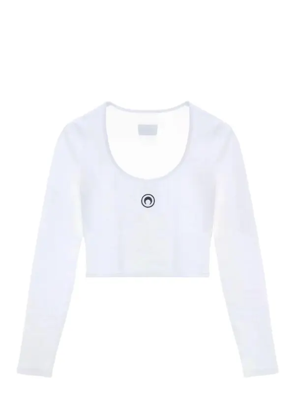 MARINE SERRE Logo-embroidered Round-neck Top - White