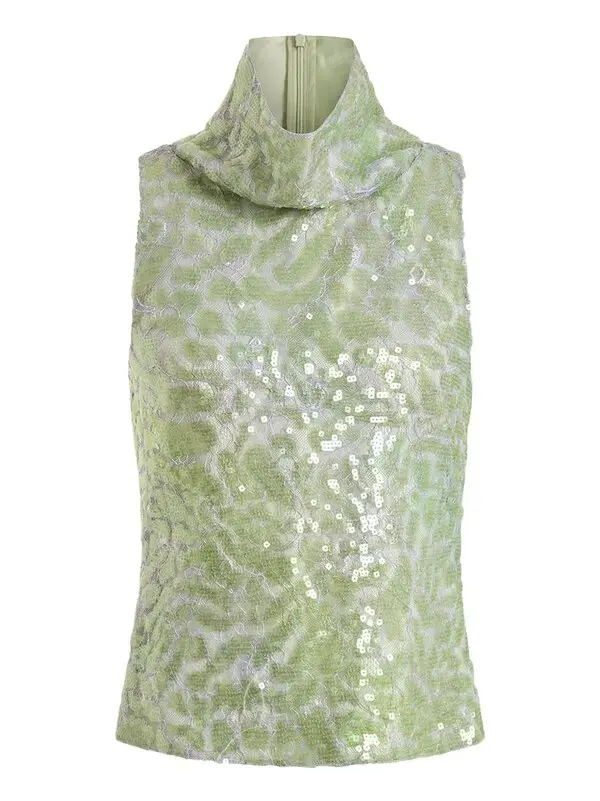 16Arlington Acari Lace Sequinned Top - Green