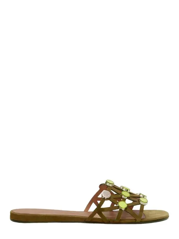 Attico Grid Embellished Sandals - Green