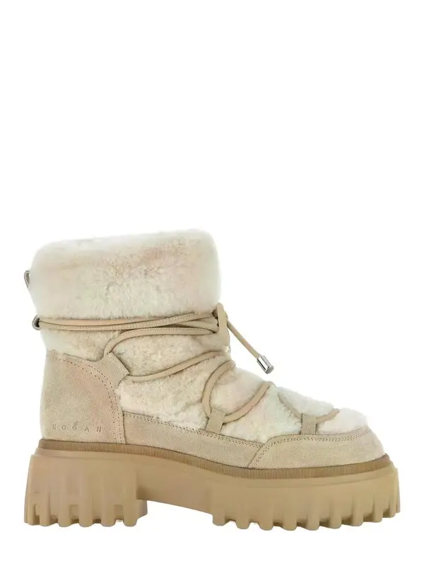 Hogan Shearling-trim Boots - Neutrals