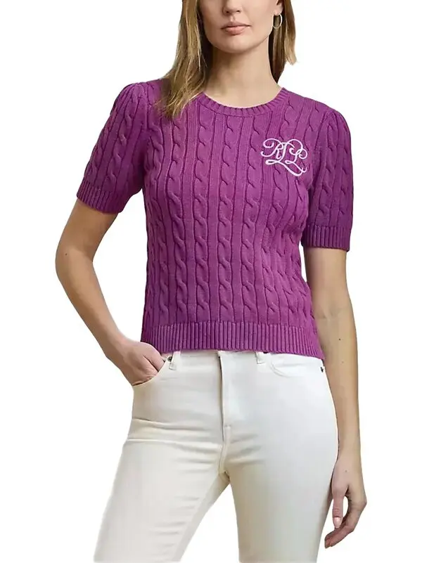 Ralph Lauren Cable-knit Short-sleeve Sweater - Purple