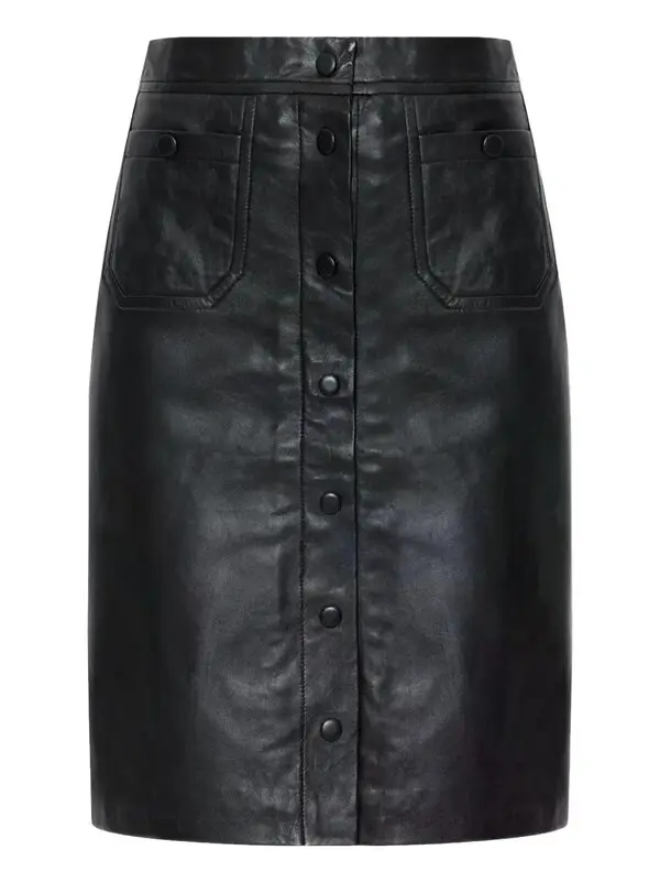 Munthe Locus Leather A-line Skirt - Black