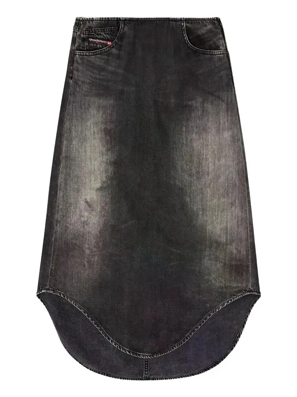 DIESEL® Curved-hem Denim Skirt - Black