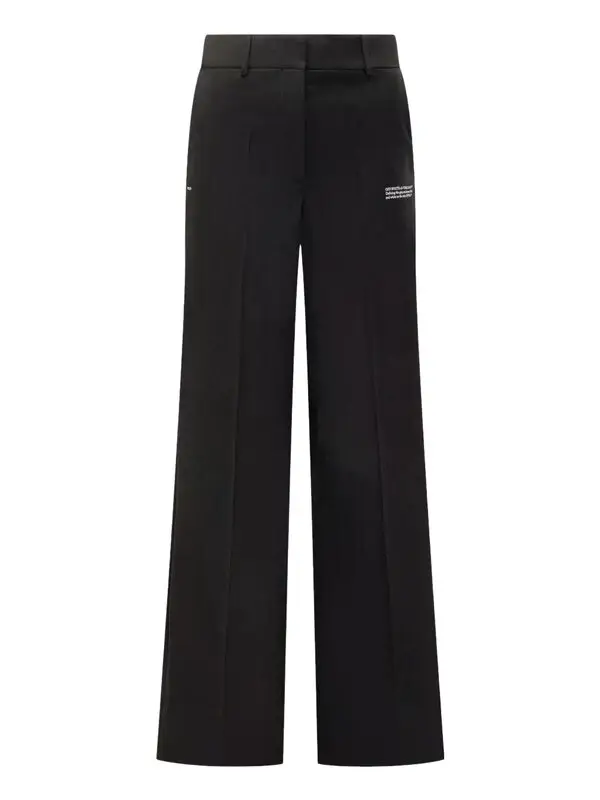 Off-White Pleated Wool Trousers - Black