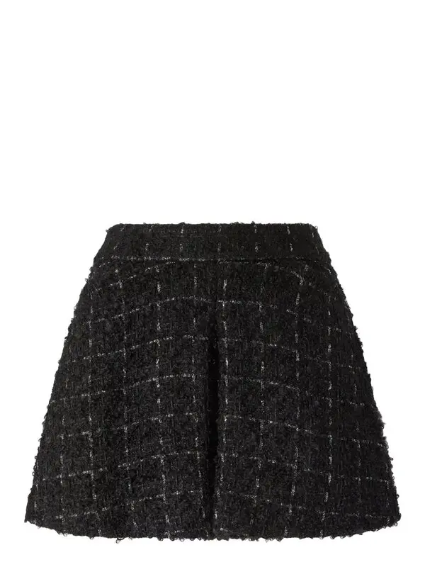 GENNY Pleated Tweed Shorts - Black