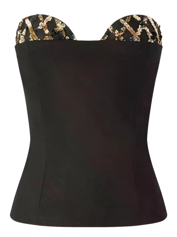GENNY Embellished Strapless Top - Black