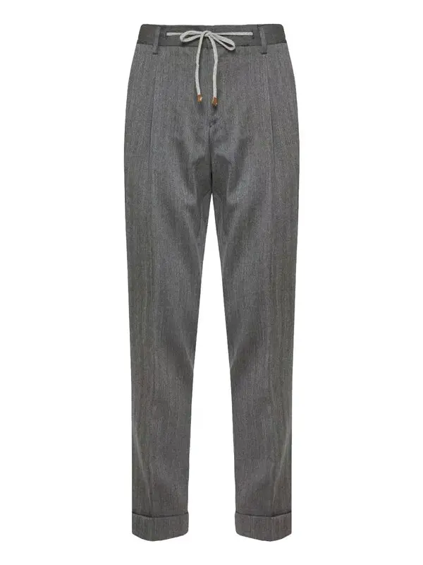 BARBA NAPOLI Pleated Drawstring Trousers - Grey