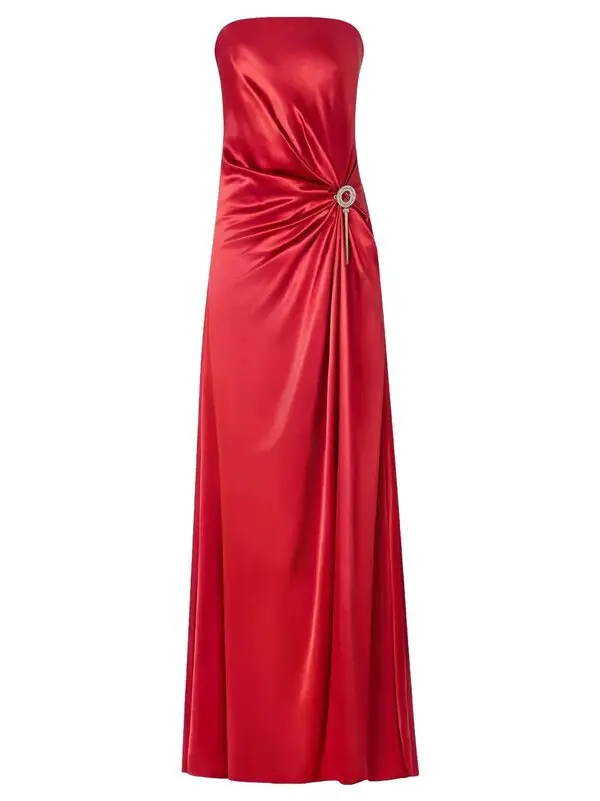 GENNY Crystal-embellished Satin Maxi Dress - Red