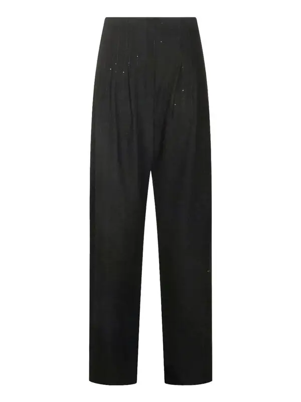 NISSA Pleated Pinstriped Trousers - Black