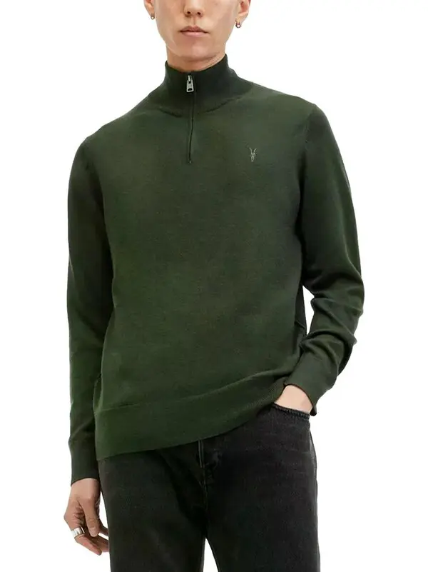 ALLSAINTS High-neck Zip-neck Sweater - Green