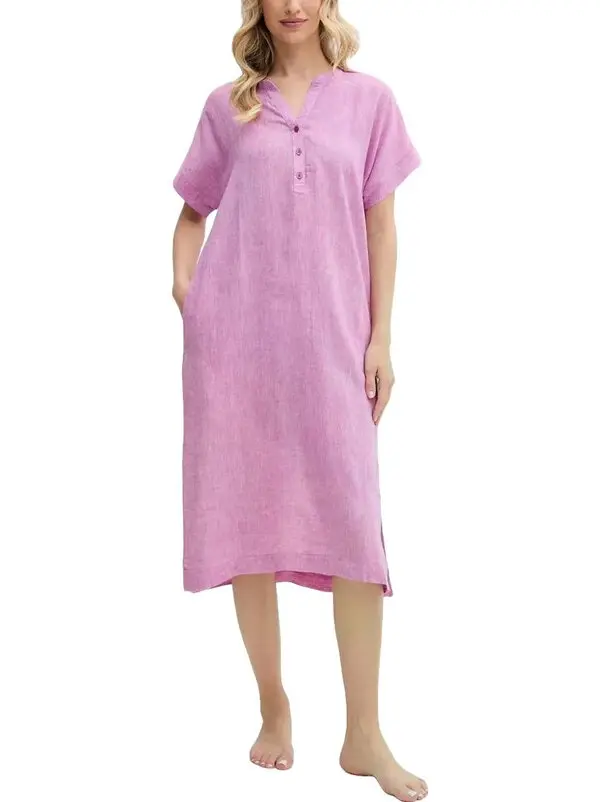 Dkny Button-front Short-sleeve Nightdress - Purple