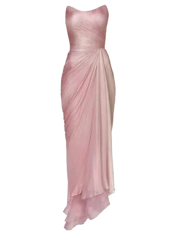 IRIS SERBAN Draped Strapless Dress - Pink