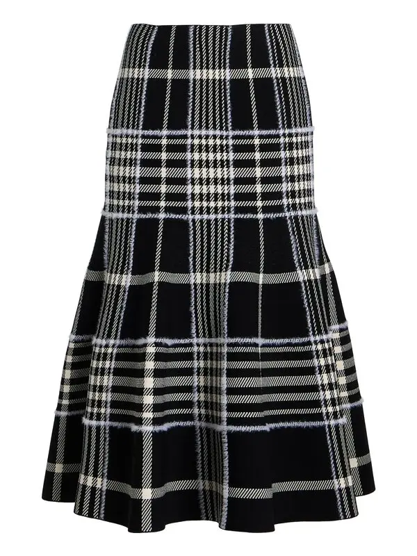 Brandon Maxwell Plaid-jacquard Knit Midi Skirt - Black