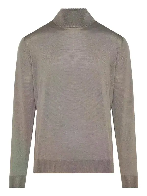 LARDINI Mock-neck Virgin Wool Sweater - Neutrals