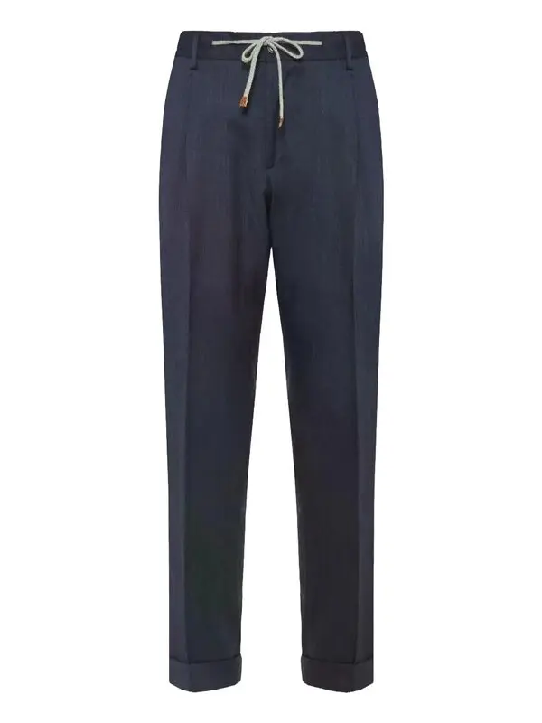 BARBA NAPOLI Pleated Drawstring Trousers - Blue
