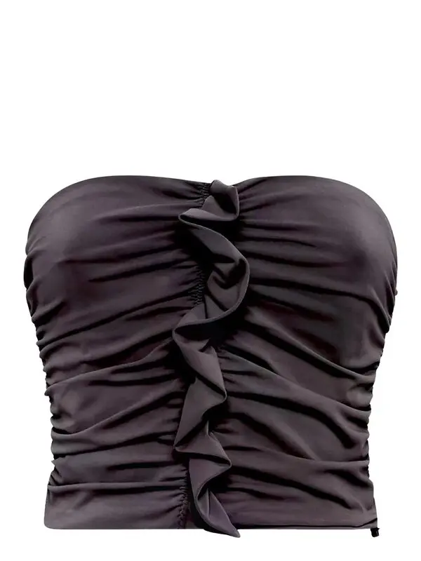 Attico Ruffled Strapless Top - Black