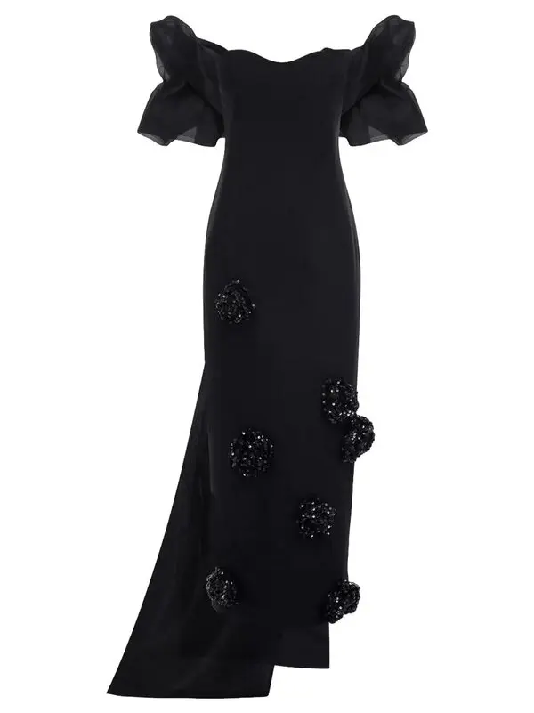 LEO LIN Zayna Puff-sleeve Gown - Black
