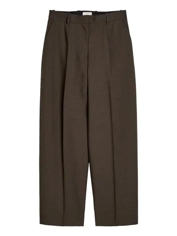 TOTEME Wide-leg Wool-blend Trousers - Dark Green