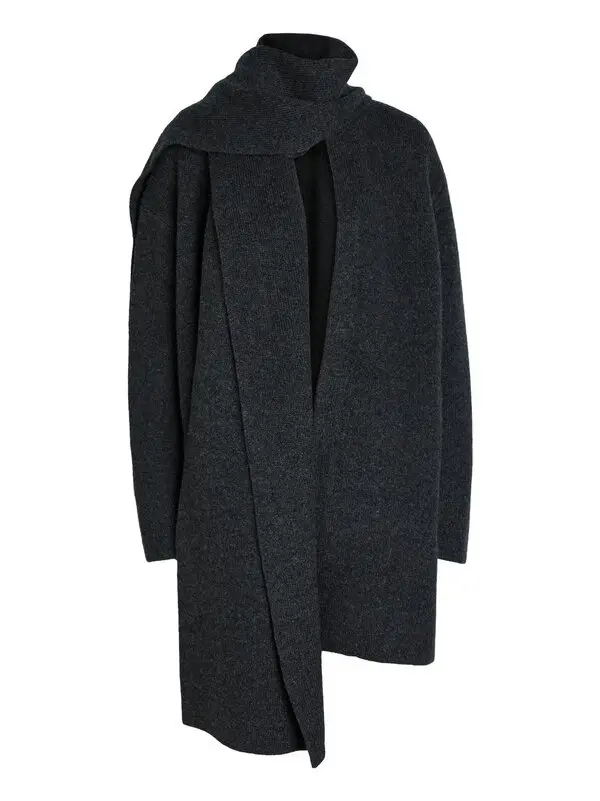 Vince Scarf-effect Knit Cardigan - Dark Grey
