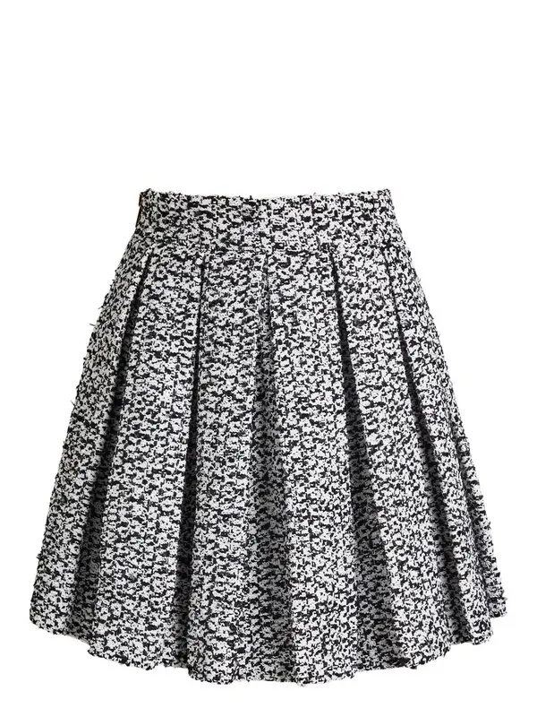 Balmain Pleated Tweed Mini Skirt - Black