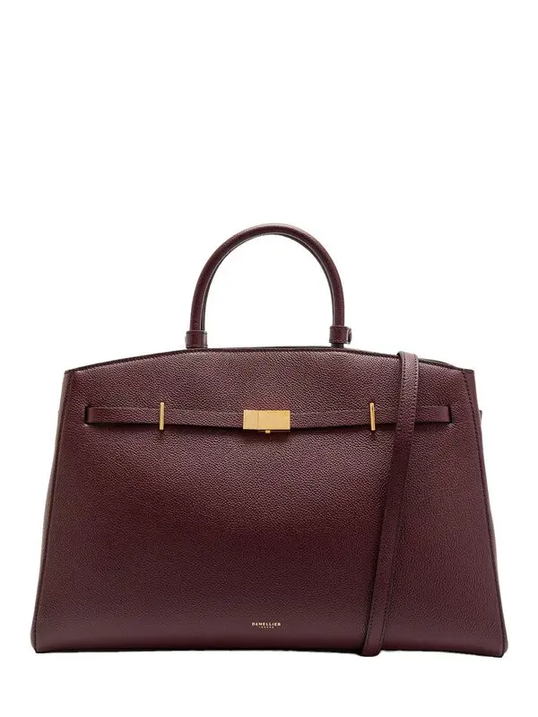 DEMELLIER The Hudson Grained Leather Top Handle Bag - Burgundy