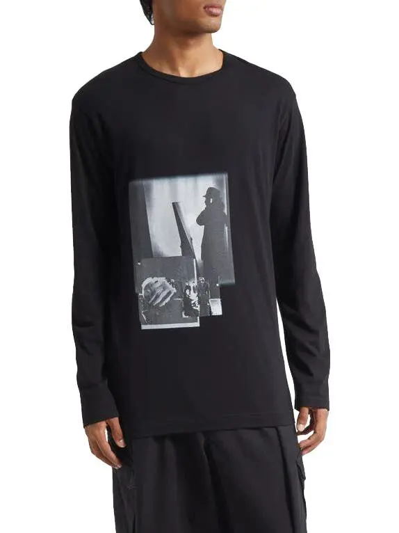 Yohji Yamamoto Basic Long Sleeve Graphic T-shirt - Black