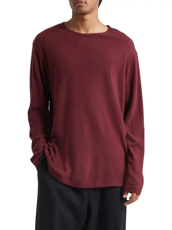 Yohji Yamamoto Long Sleeve Super 120s Wool Crewneck T-shirt - Bordeaux