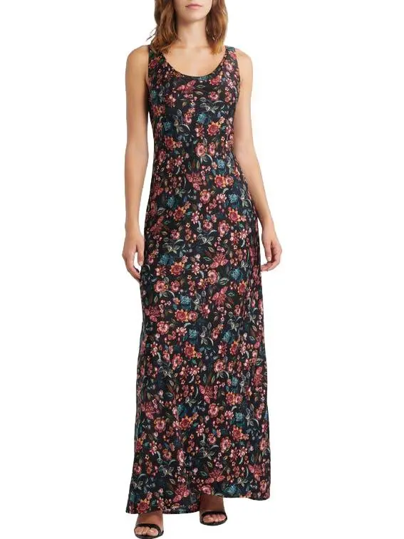 WAYF Keira Floral Gown - Black Allover Floral