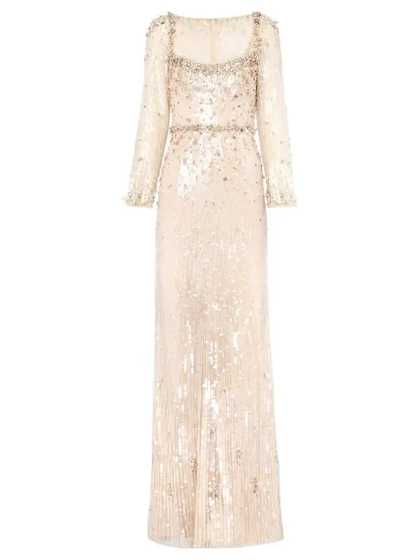 Jenny Packham Kestra Sequin-embellished Maxi Gown - Almond