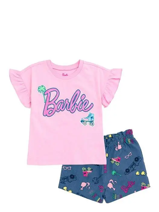 BARBIE T-shirt And Chambray Shorts Set - Pink