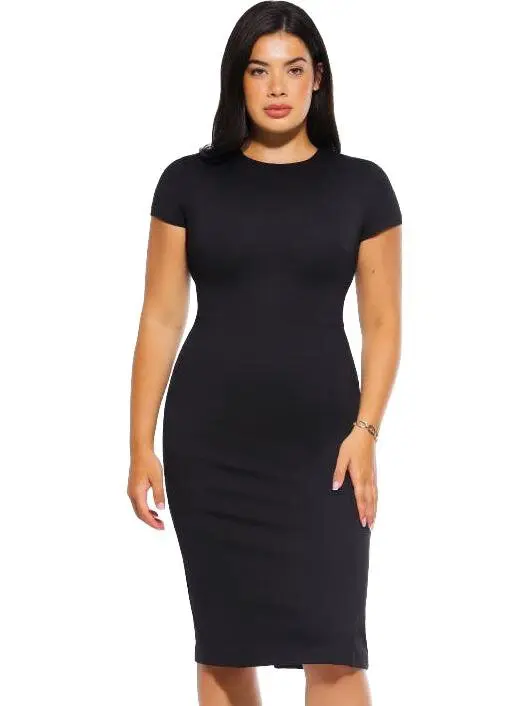 POPILUSH Sculptwear Fitted Dress - Midnight Black