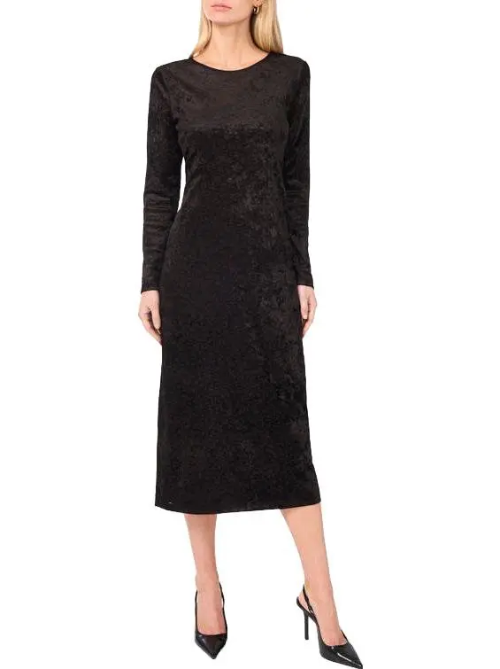 Vince Camuto Long Sleeve Velvet Dress - Rich Black