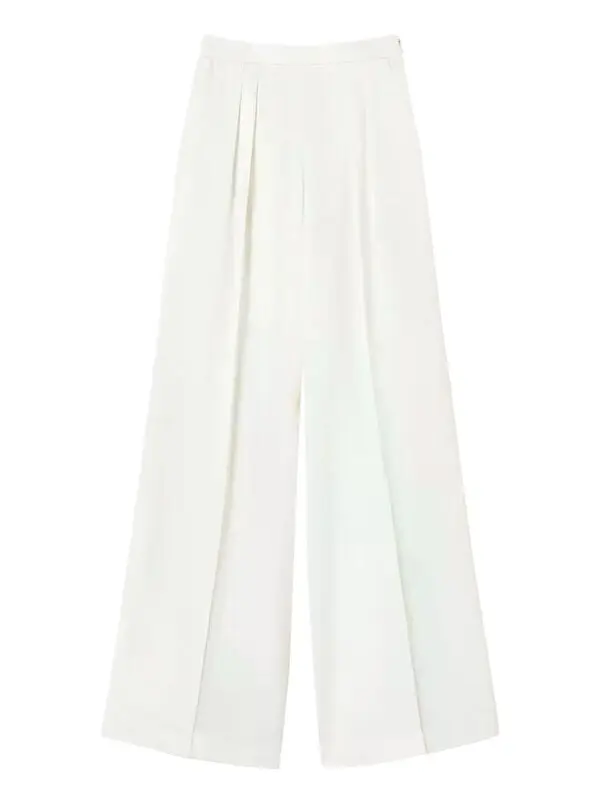 TWINSET Pleated Palazzo Trousers - White