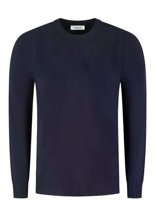 GRAN SASSO Crew-neck Ribbed Sweater - Blue