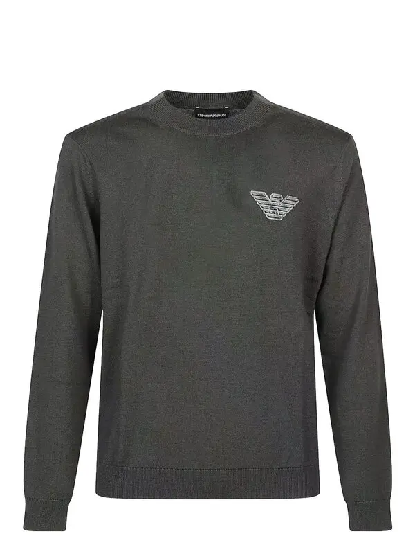 Emporio Armani Logo-embroidered Wool Sweater - Green