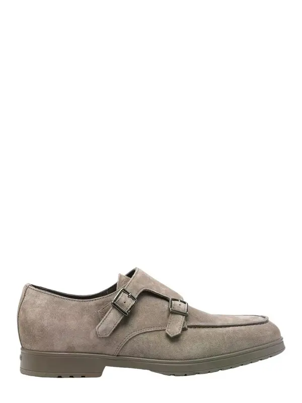 DOUCAL'S Double-buckle Suede Loafers - Grey