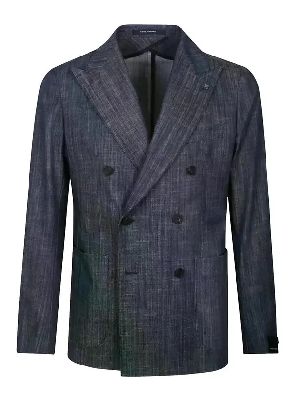 Tagliatore Double-breasted Cotton Jacket - Blue