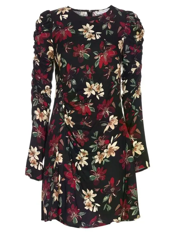 MAR DE MARGARITAS Floral Print Puff-sleeve Dress - Black