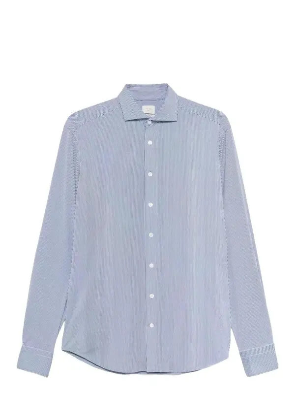 TRAIANO MILANO Striped Long-sleeved Shirt - Blue